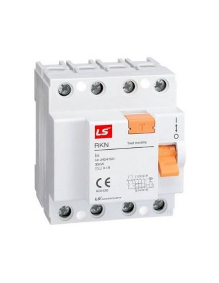 Differential Circuit Breaker RCD automatic switch RKN 4P 63A 30mA A LS | ADAJUSA