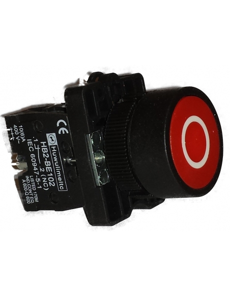 Red electric pushbutton "O" 22mm in plastic | Buy on Adajusa.com.com.'