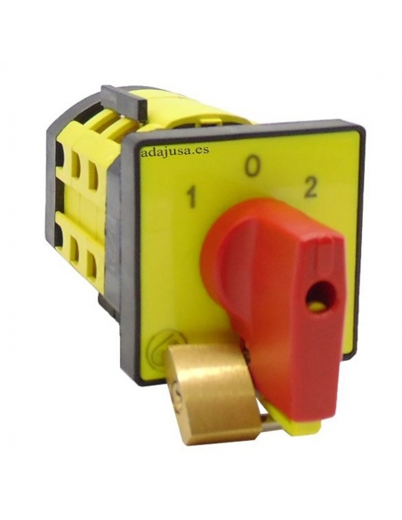 Interruptor inversor trifásico 20A maneta roja 48x48 con bloqueo Giovenzana ADAJUSA