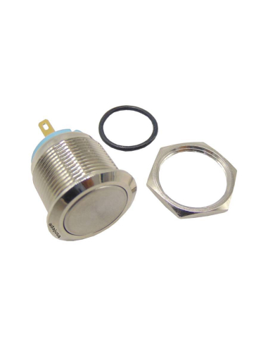 Vandal resistant push button NA, nickel-plated brass - 19mm √ Adajusa