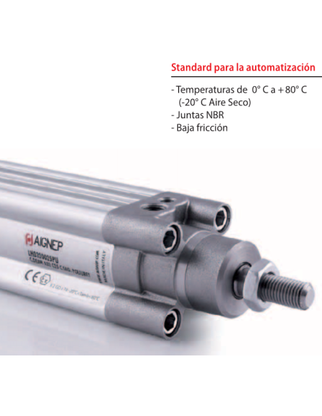 Cilindro neumático diámetro 50mm carrera 400 estándar LH-050-0400 Aignep | ADAJUSA | precio